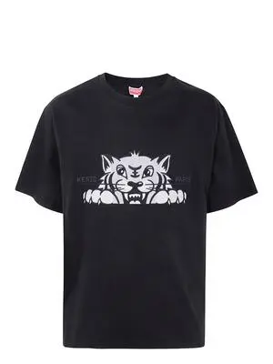 Kenzo Gots Happy Tiger Embroidered Oversize T-shirt - Black