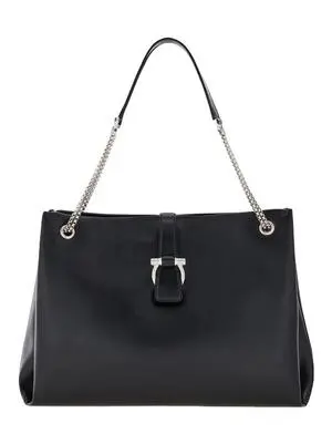 FERRAGAMO Tote Bag With Metallic Hardware - Black