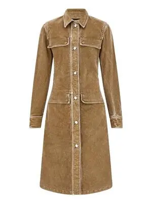FERRAGAMO Flocked Velvet Trench Coat - Neutral