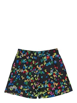 PURPLE BRAND Logo-print Shorts - Black