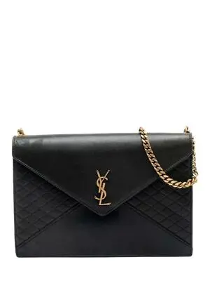Saint Laurent 2021 Quilted Lambskin Monogram Gaby Shoulder Bag - Black