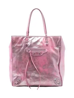 Balenciaga 2005-2025 Metallic Leather Papier A5 Tote Bag - Pink