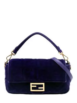 Fendi Zucca Embossed Velvet Baguette Satchel 2000-2010 - Purple