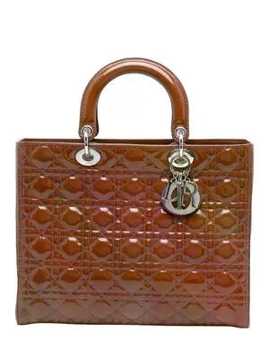 Dior 2011 Large Patent Cannage Lady Satchel - Brown