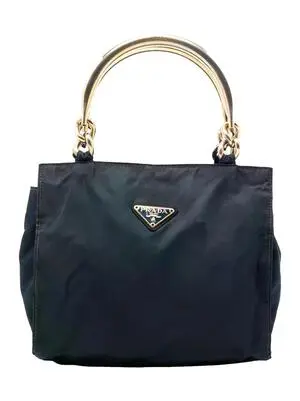 Prada 2000-2013 Tessuto Handbag With Metal Handle - Blue