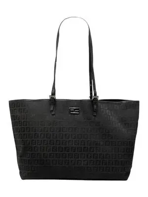 Fendi 2000-2010 Large Zucchino Canvas Tote Bag - Black