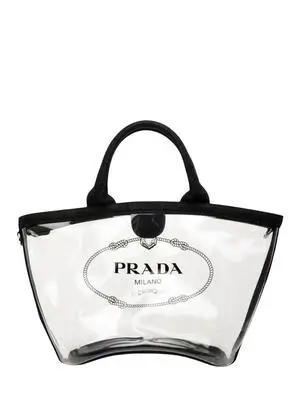 PRADA Prada PVC And Canapa Satchel With Logo