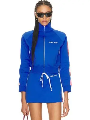 Miu Miu Nylon Zip Up Track Jacket - Bluette & Rosso
