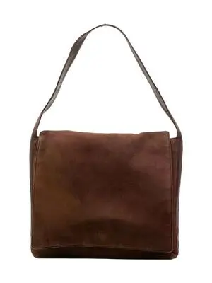 Loewe 1990-2020 Suede Anagram Flap Shoulder Bag - Brown