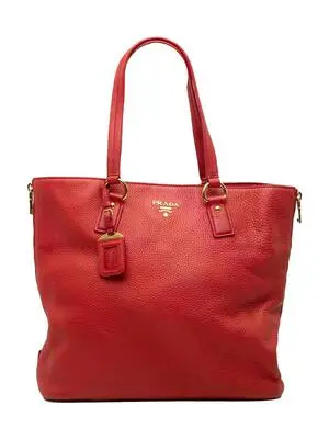 Prada Vitello Daino Side Zip Tote Bag - Red