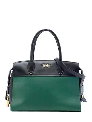 Prada Saffiano And City Calf Esplanade Satchel - Black