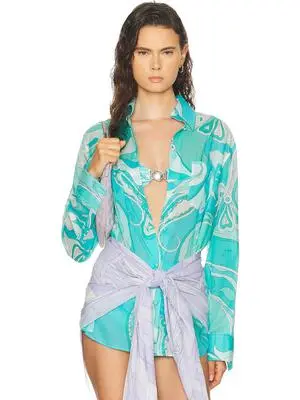 Emilio Pucci Button-up Top - Turquoise