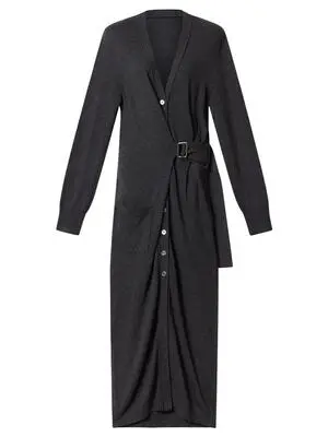 Isabel Marant Long Wool-blend Constance Wrap Dress - Anthracite