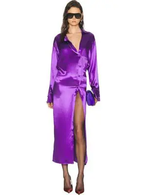 Attico Midi Satin Dress - Dark Violet