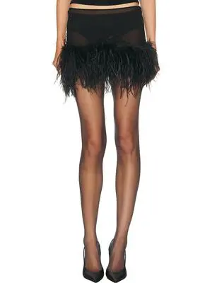 Attico Sheer Feather Mini Skirt - Black