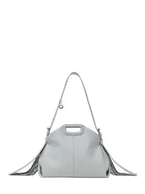 Maje Leather Miss M Bag - Light Grey