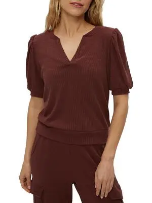 Michael Stars Quinn Puff Sleeve Top - Espresso