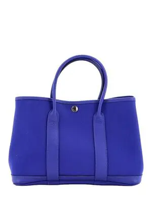 HERMES 30 Garden Party Tote Toile And Leather - Blue