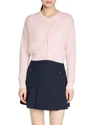 SANDRO Cassidie Wool-Cashmere Cropped Cardigan
