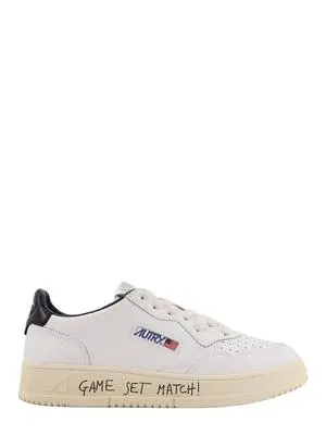 AUTRY Medalist Leather Sneakers With Side Print - White