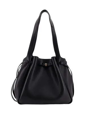 Tory Burch Romy Tote Leather Shopping Bag - Black