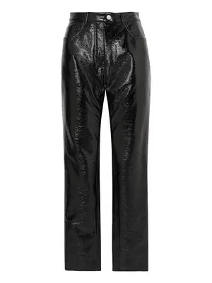 COURREGES Coated Cotton-blend Slim-leg Pants - Black