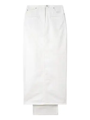 COURREGES Asymmetric Paneled Denim Maxi Skirt - White