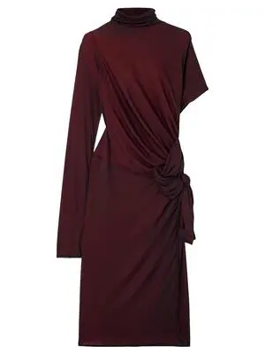 MAISON MARGIELA Asymmetric Knotted Jersey Midi Dress - Merlot