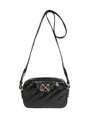 Off-White Quilted Leather Crossbody Bag - Black
