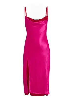 Acne Studios Layered Satin And Crepe Slip Dress - Fuchsia