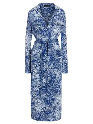 Proenza Schouler Printed Crepe Midi Shirt Dress - Cobalt Blue