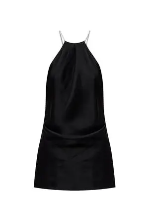 Victoria Beckham Satin Draped Top - Black