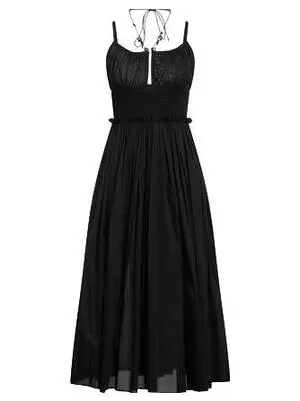 Maje Cotton Midi Flared Dress - Black