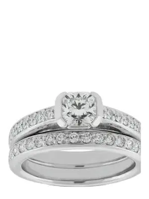SIGNATURE Square Diamond Bridal Set In 18k White Gold - Wg