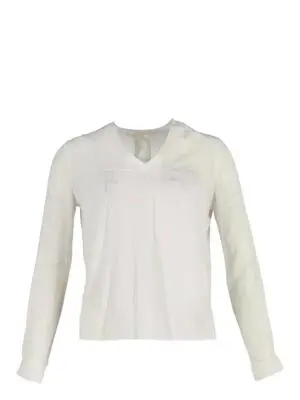 Maje V-neck Silk Blouse - Neutrals
