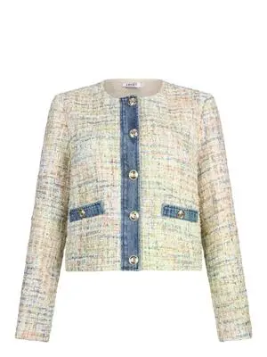 Liu Jo Bouclé Denim-trimmed Jacket - Neutrals