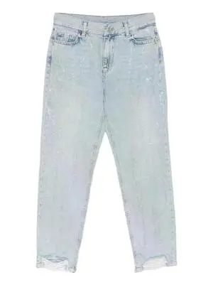 Patrizia Pepe Embellished Distressed Jeans - Blue
