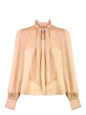 ULLA JOHNSON Ornament Tie-Neck Blouse