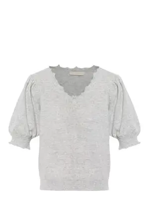 Ulla Johnson Polline Ruffled-sleeve T-shirt - Grey