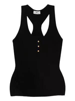 Elisabetta Franchi Button-up Tank Top - Black
