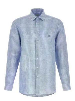 Etro Striped Logo-embroidery Shirt - Blue