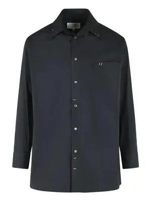 MAISON MARGIELA Pointed Collar Staple Detail Shirt - Black