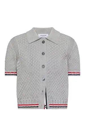 Thom Browne Pointelle Short-sleeve Cardigan - Grey