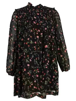 GANNI Floral-print Mini Dress - Black