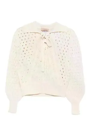 TWINSET Lace-up Sweater - Neutrals