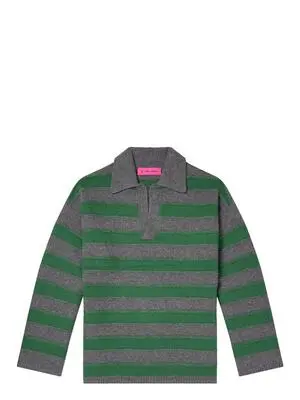 THE ELDER STATESMAN Dume Striped Polo Shirt - Green
