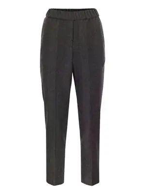 PESERICO Elasticated Herringbone Trousers