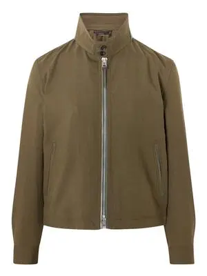 TOM FORD Leather-trimmed Virgin Wool, Cashmere, And Silk-blend Canvas Jacket - Green