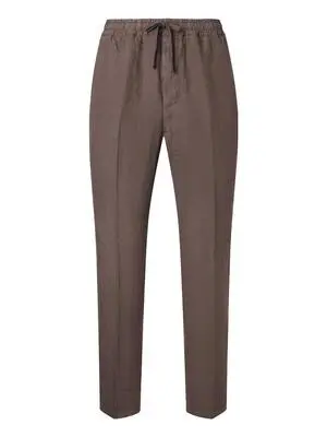Altea Mattia Straight-leg Linen Trousers - Brown