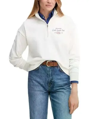 Gant Quarter-zip Embroidered Sweatshirt - White
